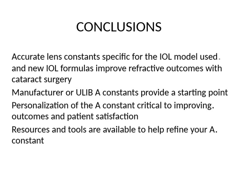Optimizing IOL Constants for Cataract Surgery | PDF