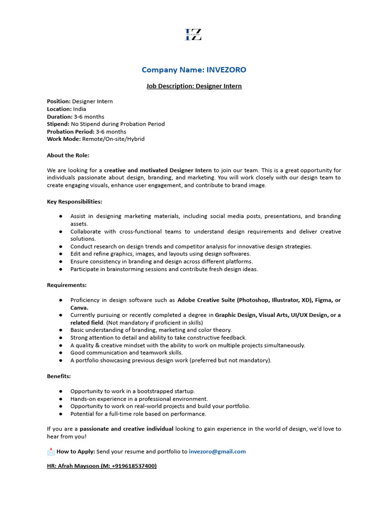 JD Designer Intern | PDF