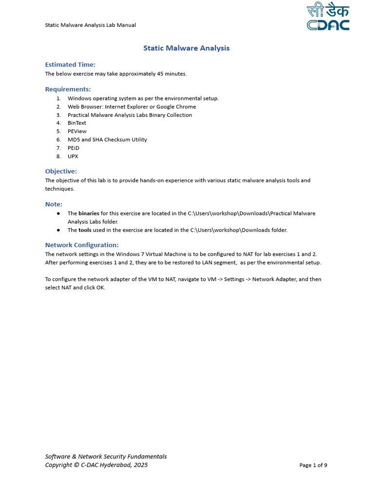 Day3 Session1 Lab1 (Static Malware Analysis) | PDF | Malware | Computer File