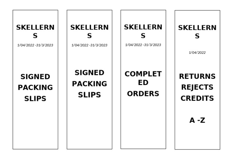 Spine Labels - Signed Packing Slips | PDF