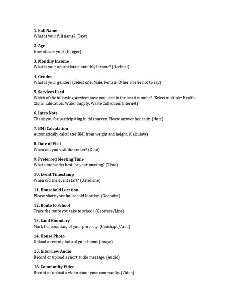 Community Survey Questionnaire | PDF