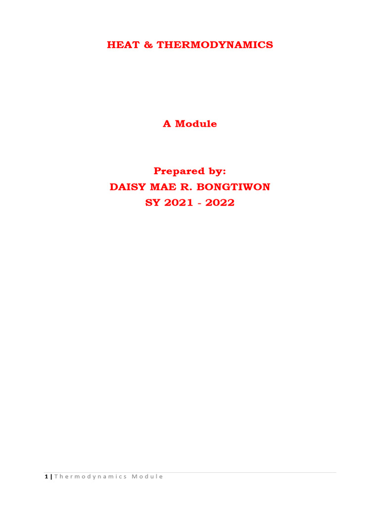 Thermodynamics Module | PDF | Temperature | Thermometer