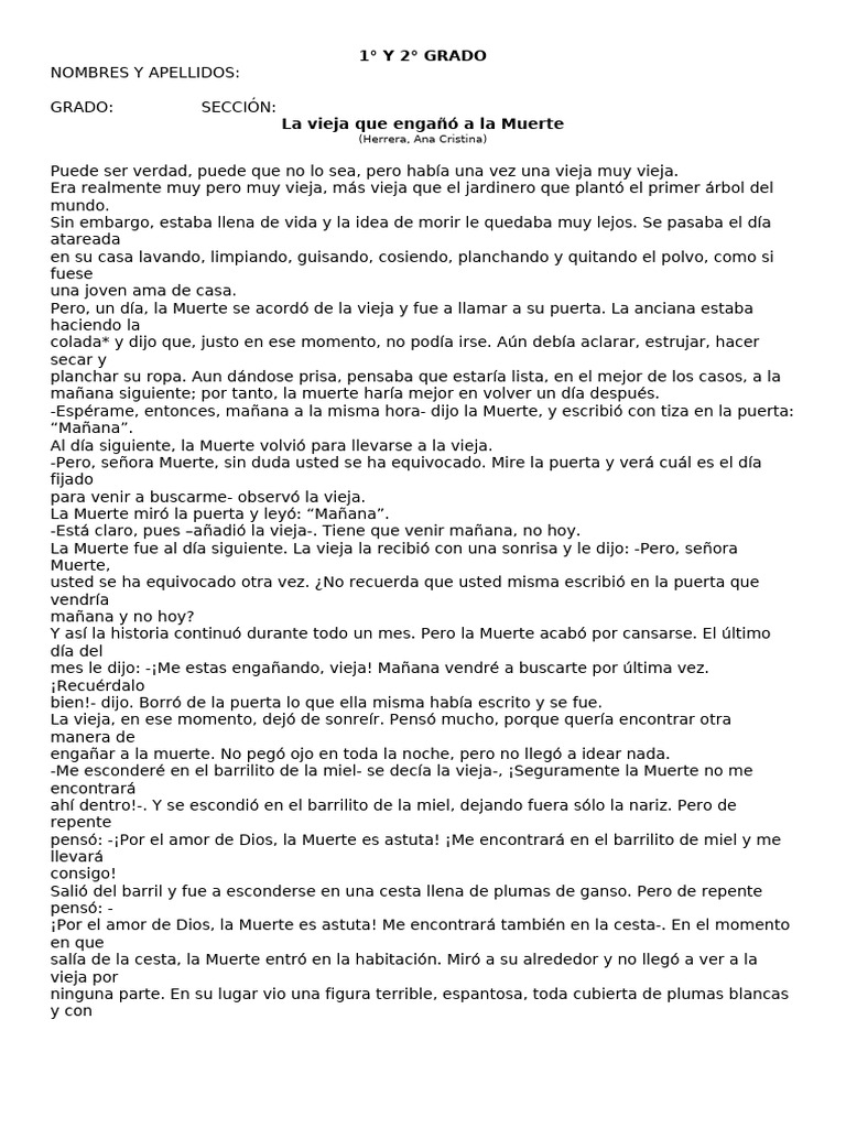 Lectura 1 y 2 grado | PDF
