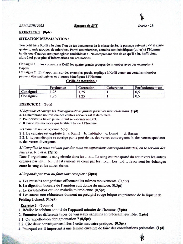 Toutes Épreuves BEPC 2022 | PDF