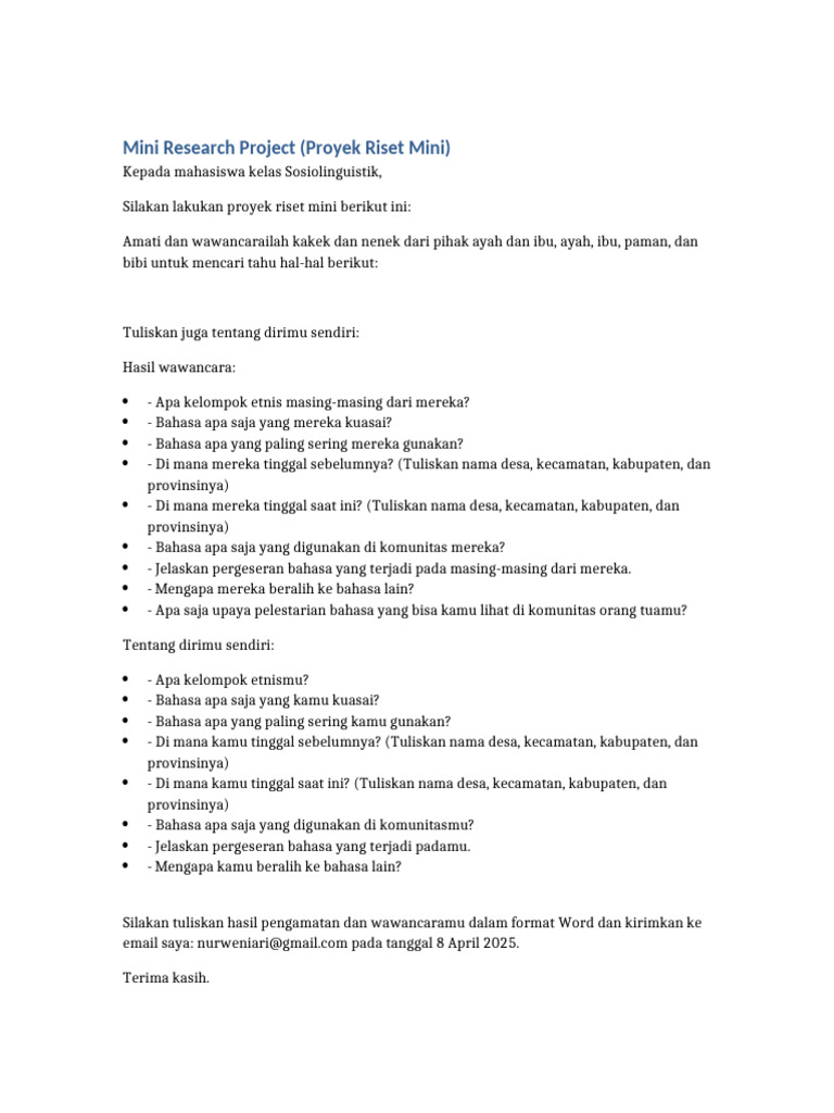 Proyek Riset Mini | PDF