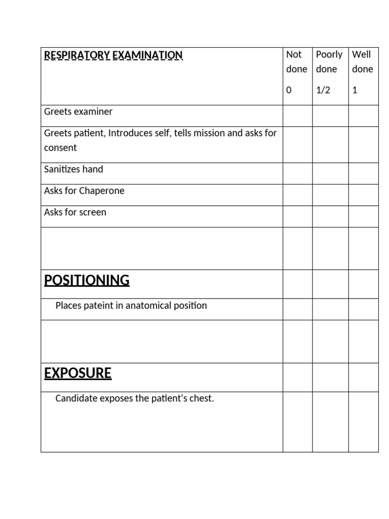 Respiratory Exam | PDF