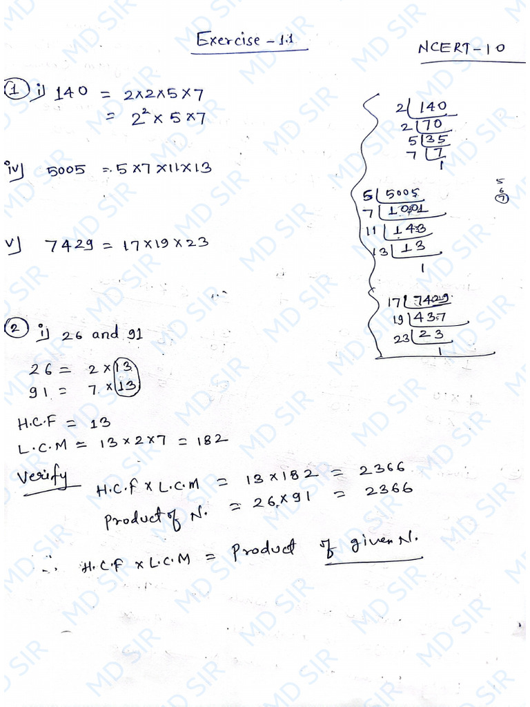 Class 10 - New Ncert - Real Numbers - Notes by MD Sir | PDF
