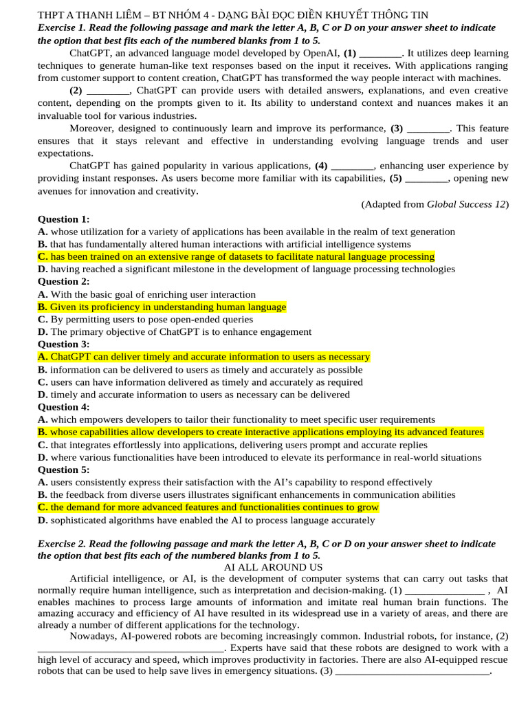 Thpta Thanh Liêm - BT Nhóm 4 | PDF | Artificial Intelligence ...