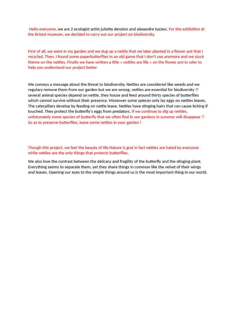 Orties Projet Anglais | PDF
