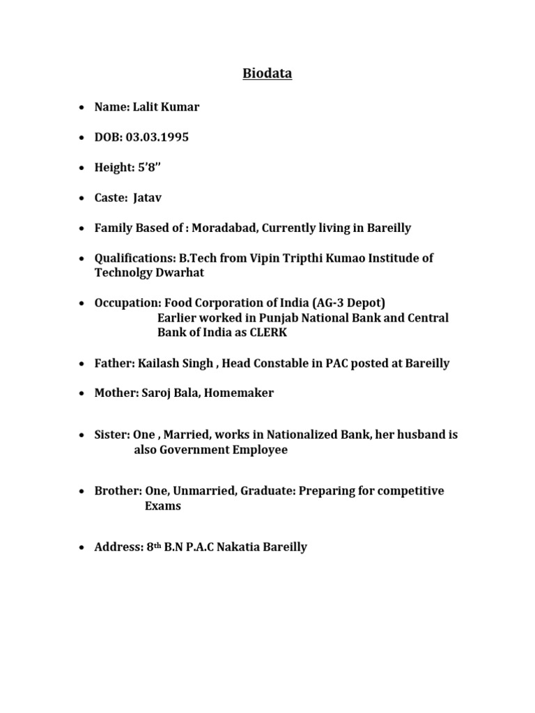 Lalit Bio Data | PDF