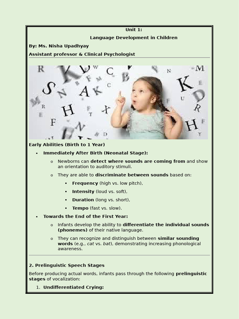 Language Development in Children | PDF | Speech | Word