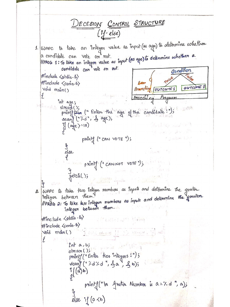 C Programming (Chapter 2 - Decision Control Structure) | PDF