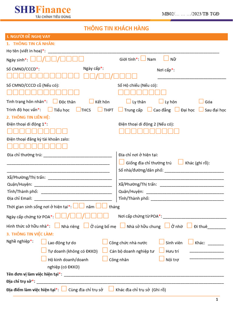 Phiếu khai thác thông tin KH (Sign later - Ký sau) - 29.05.2023 | PDF