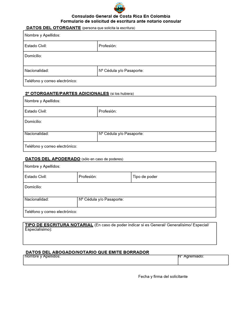 Formulario-solicitud-escritura-notarial-CGCRCOL-1 | PDF