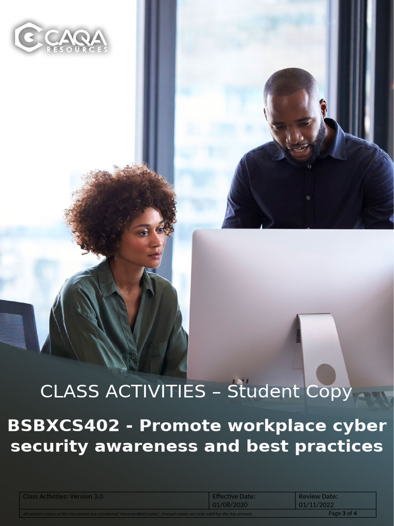 BSBXCS402 Class Activity Book - Student Copy.v1.0 | PDF | Security ...