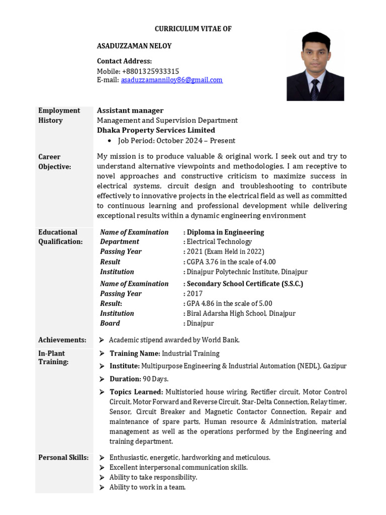 CV of Asaduzzaman Neloy-1 | PDF