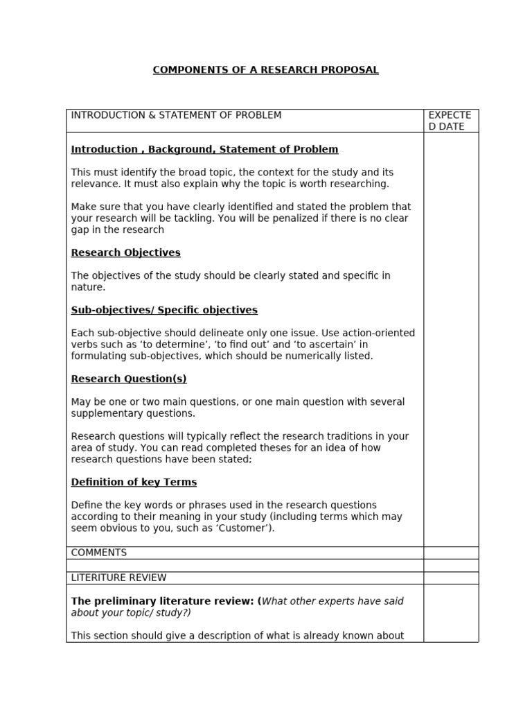COMPONENTS OF A RESEARCH PROPOSAL | PDF | Methodology | Statistics