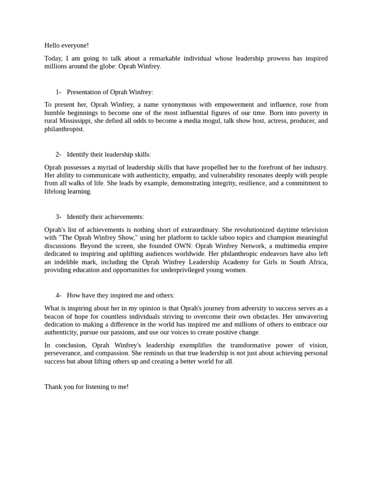 Speech Oprah Winfrey | PDF