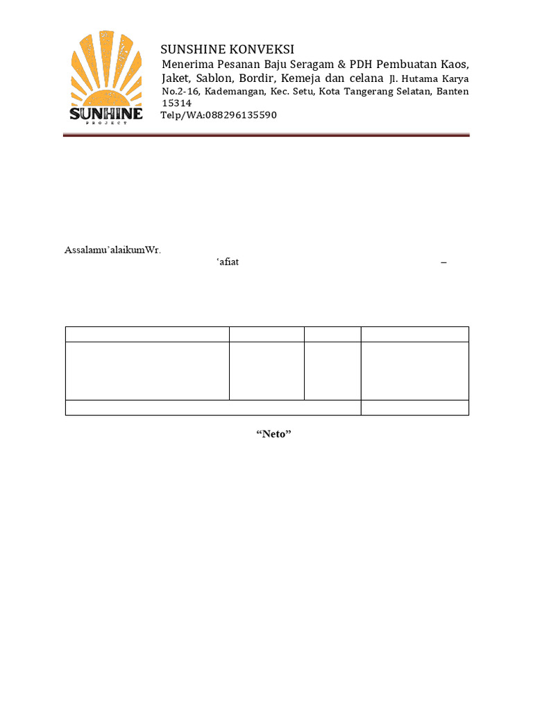 Contoh Pembuatan Invoice Kaos Polo KPPS | PDF