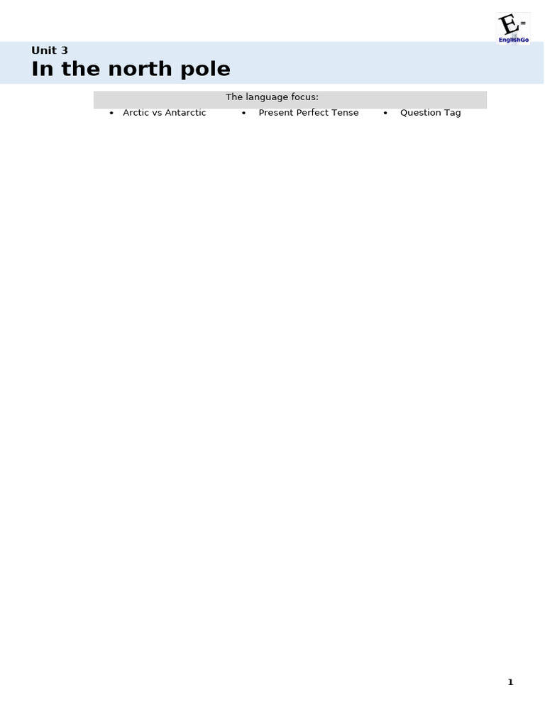 Level F Unit 3 in The North Pole | PDF