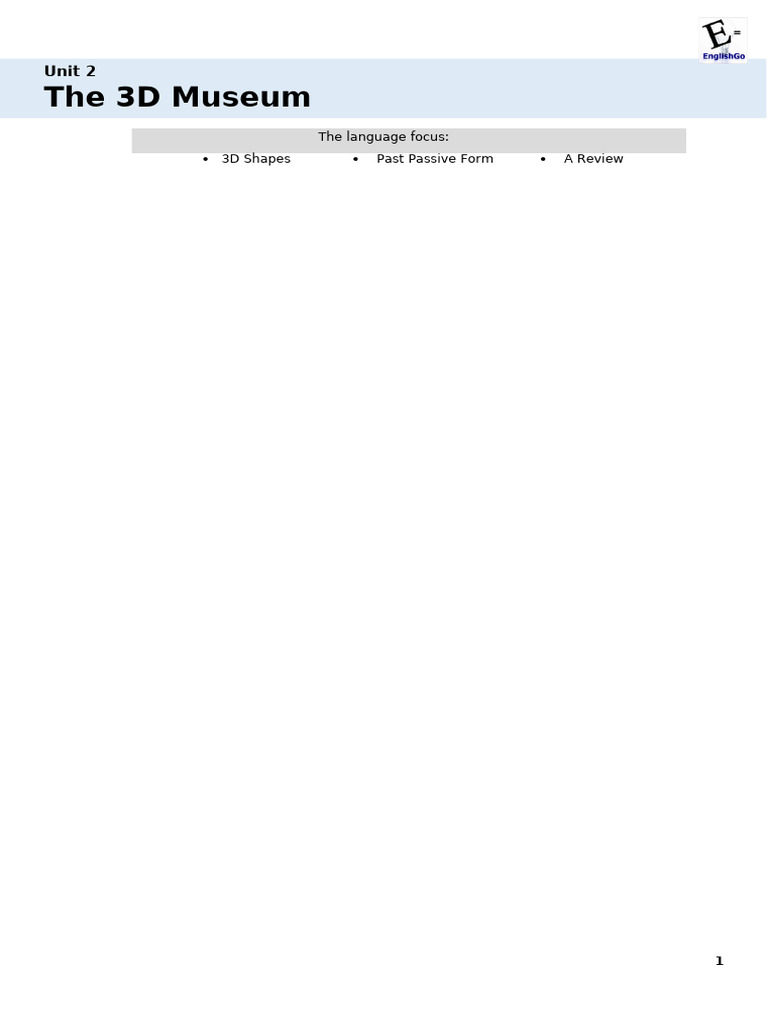 Level F Unit 2 The 3d Museum | PDF