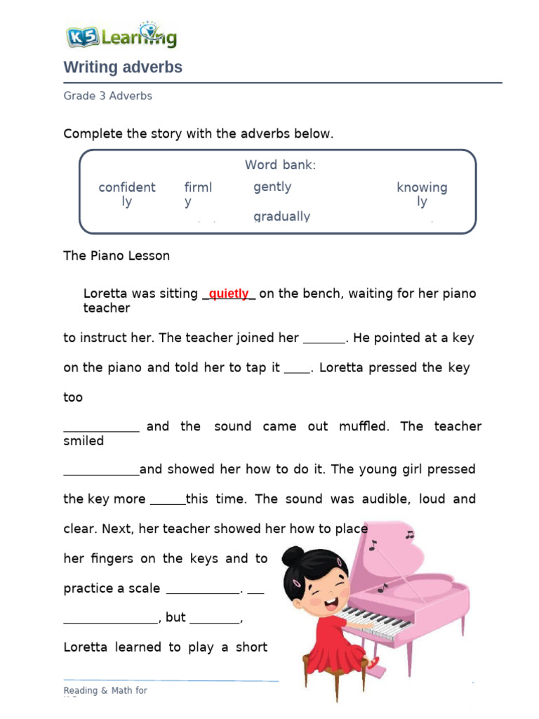 Grade 3 Adverb Writing Worksheet | PDF