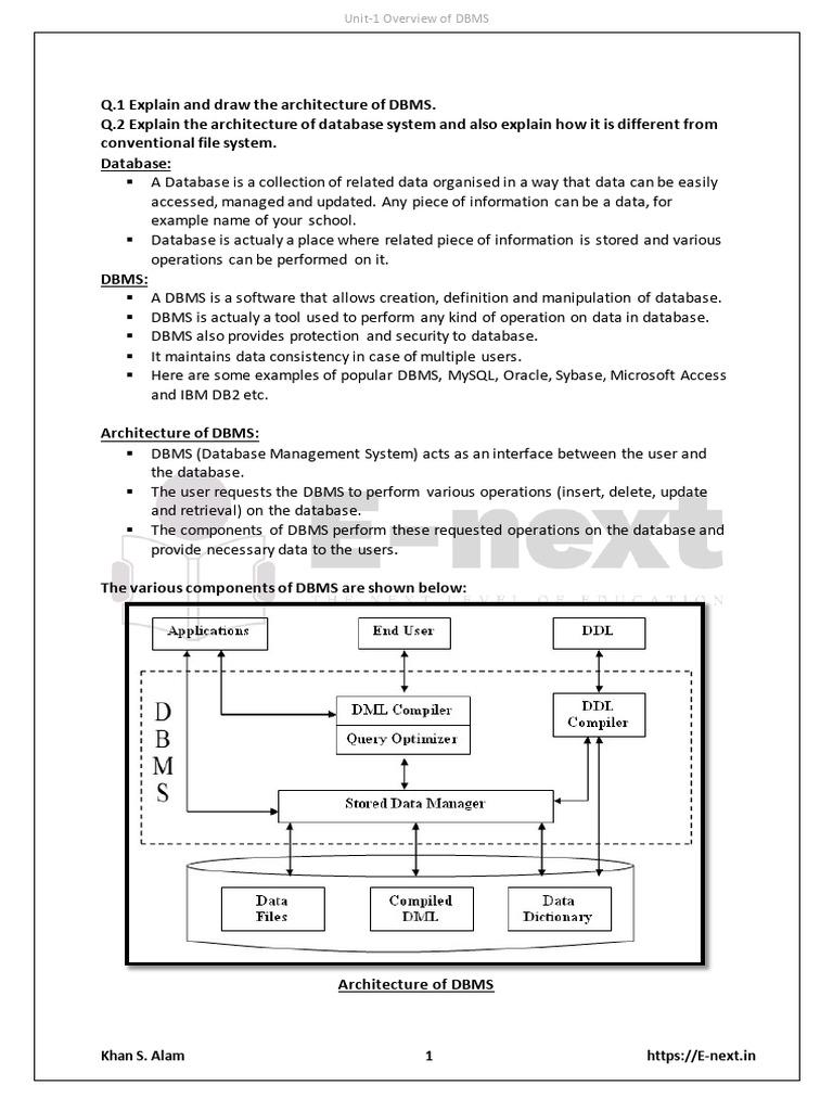 Unit-1 Overview of DBMS (E-Next - In) | PDF | Databases | Relational ...
