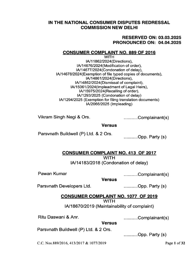 NCDRC Order Parsvnath Exotica Refund | PDF