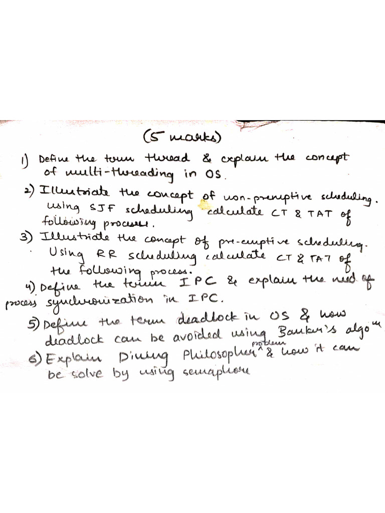 OS Imp Questions | PDF