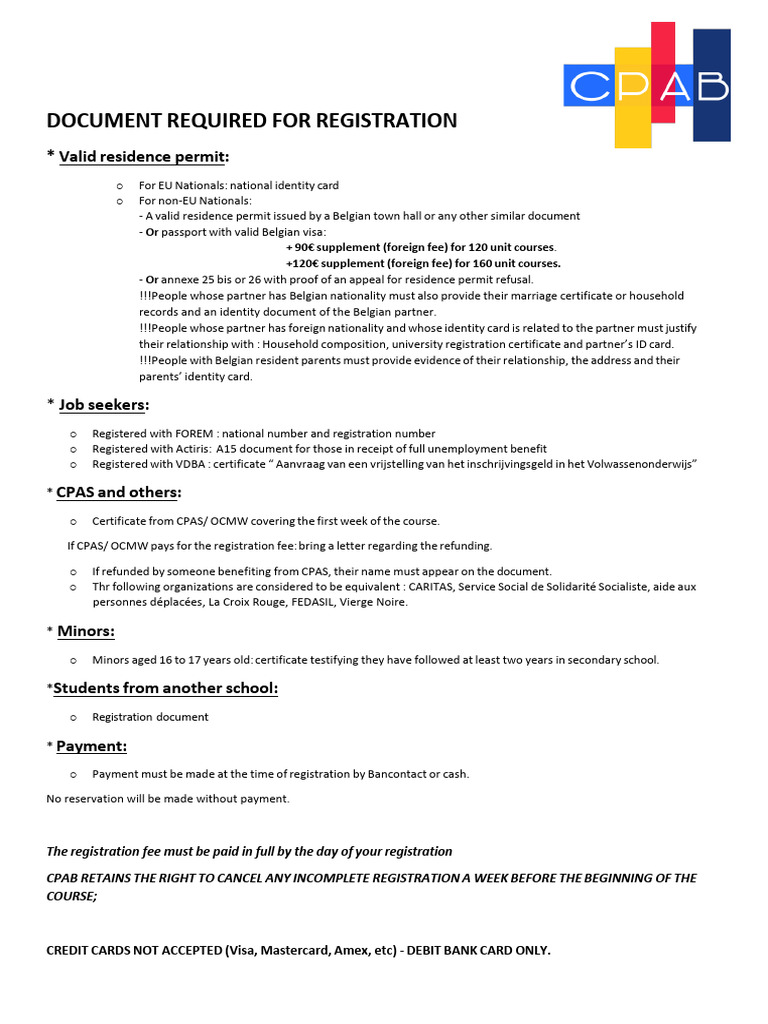Document Required For Registration - 23-24 | PDF | Identity Document ...