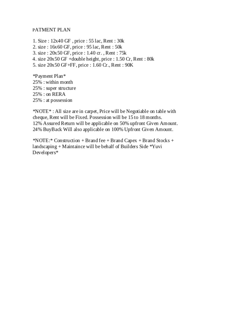 Payment Plan | PDF