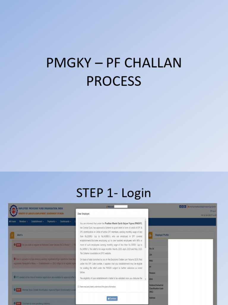 PMGKY PF Challan Submission Guide | PDF