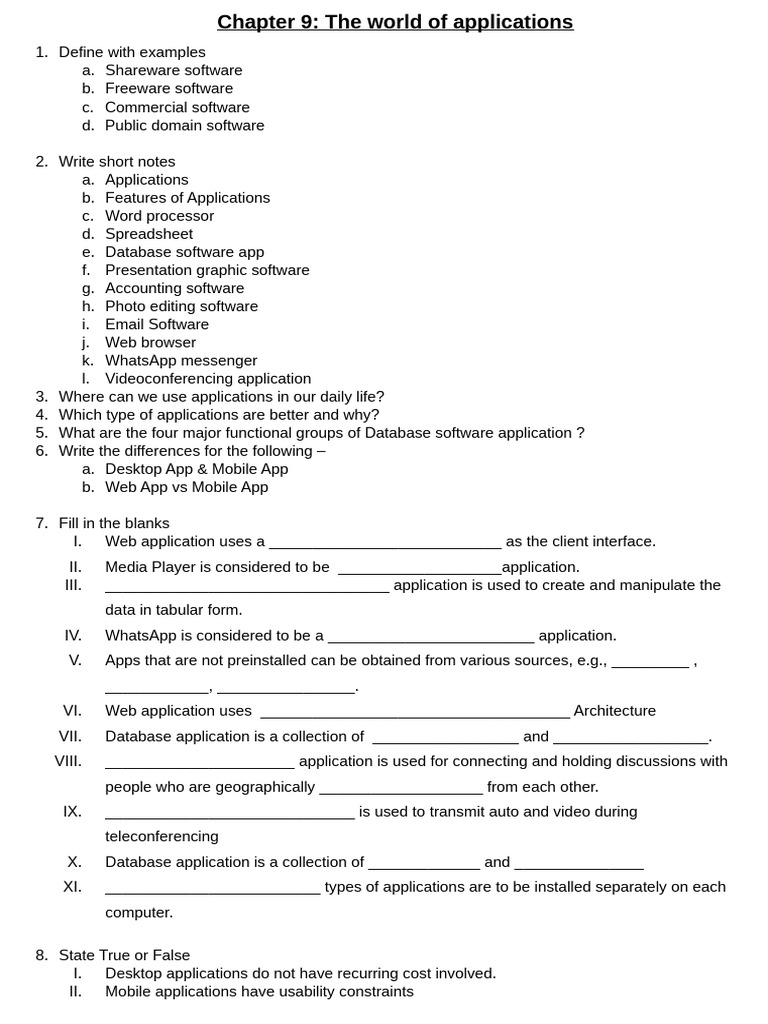 Chapter 9 - The world of Aplications | PDF | Application Software ...