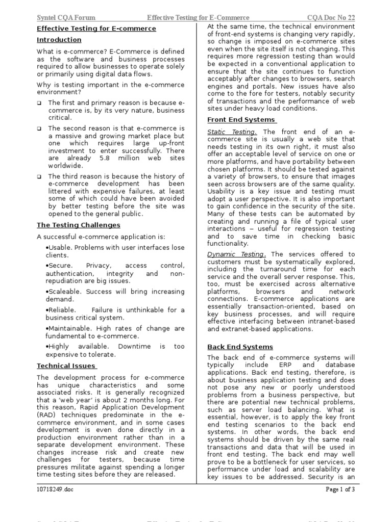 22 Effective E Commerce Testing Pdf E Commerce Software Testing 4311