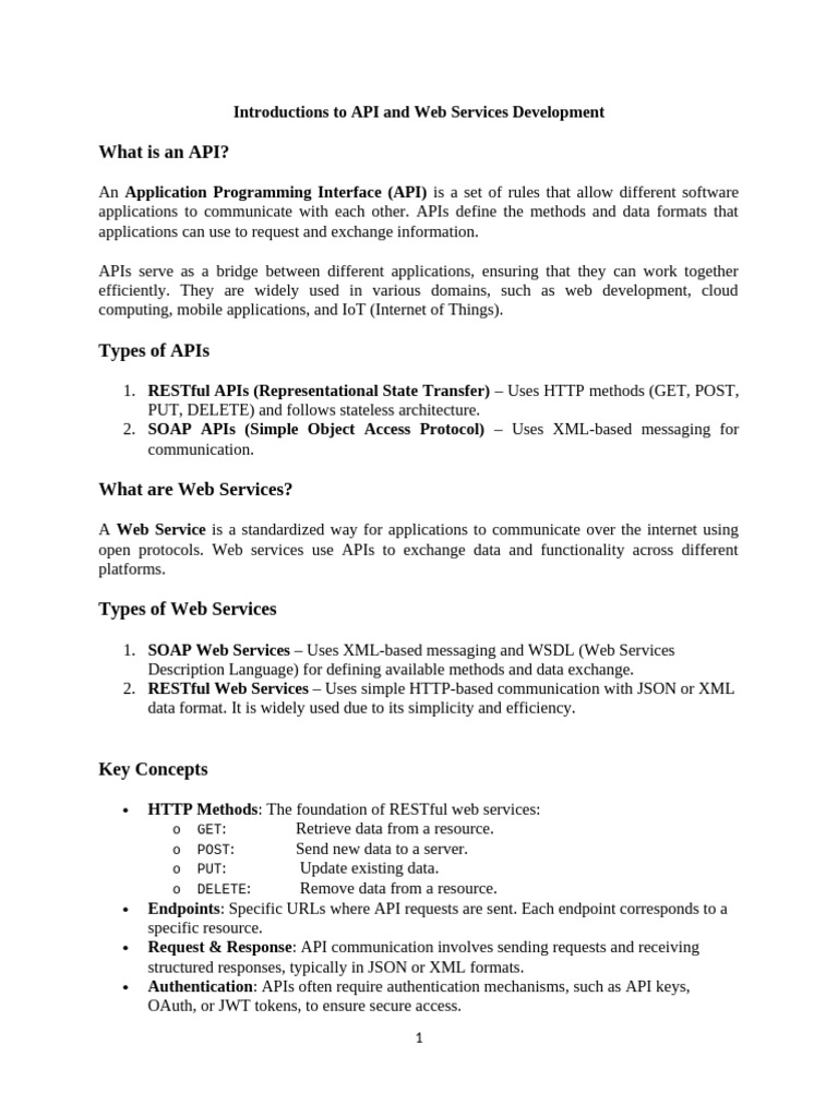 Introduction to Concepts for Lab Assignments on API, Web Services | PDF | Web Service | World ...