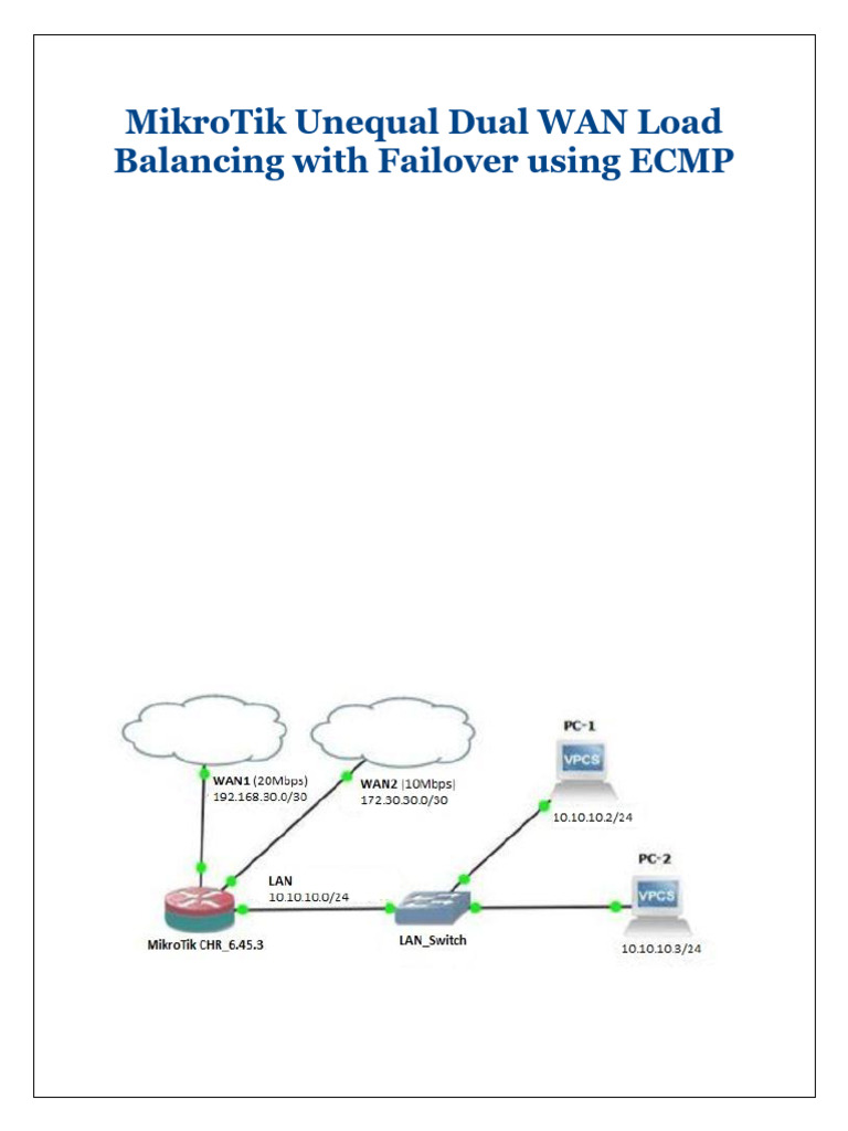MikroTik Unequal Dual WAN Load Balancing with Failover using ECMP | PDF | Ip Address | Domain ...