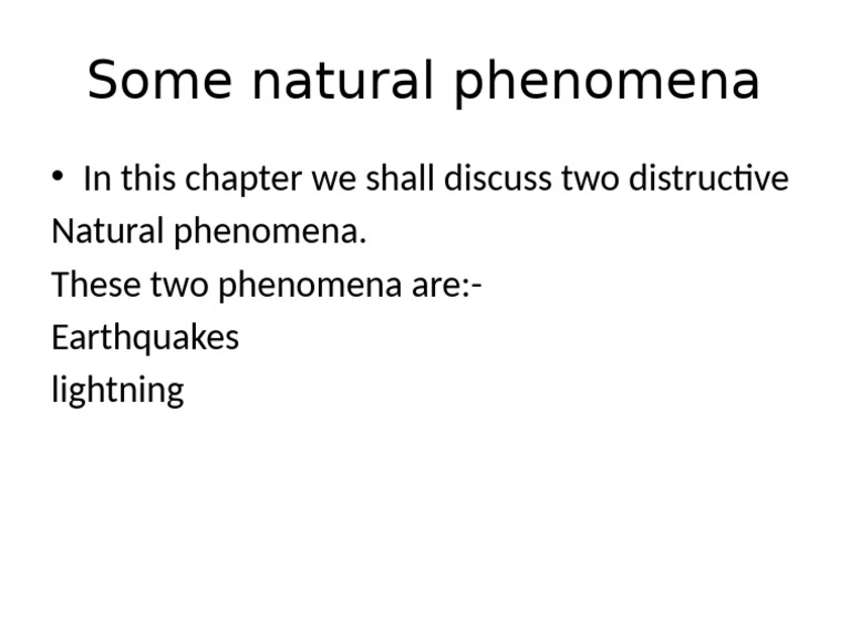Some Natural Phenomena | PDF