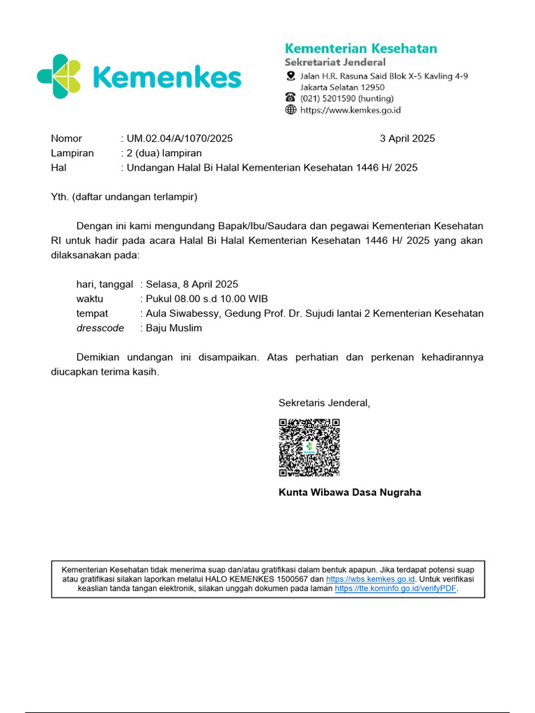 undangan Halbil Kemenkes | PDF