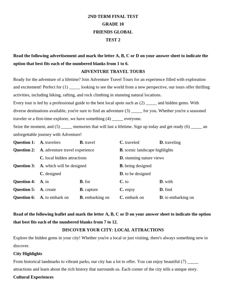 2ND TERM FINAL TEST - LTT FORMAT - TEST 2 | PDF | Engines | Biofuel