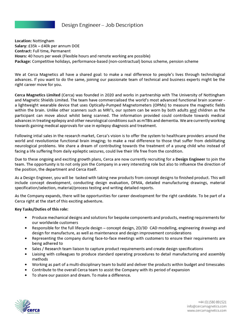 6627bc90a58b64d1bf48c06e - Cerca Design Engineer | PDF | Computer Aided Design | Engineering