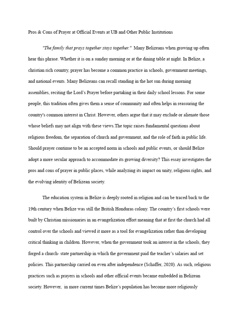 Pros & Cons of Prayer at Official Events at UB and Other Public ...