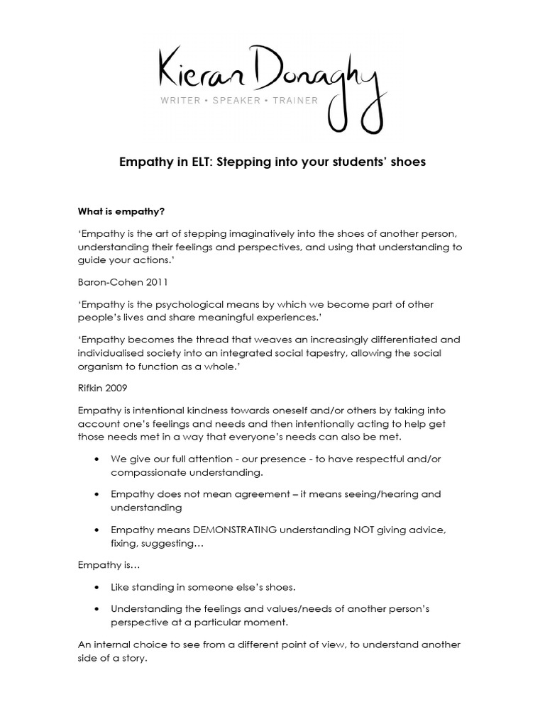 Donaghy - Kieran - Empathy in Elt Handout | PDF | Empathy | Liberal Arts Education
