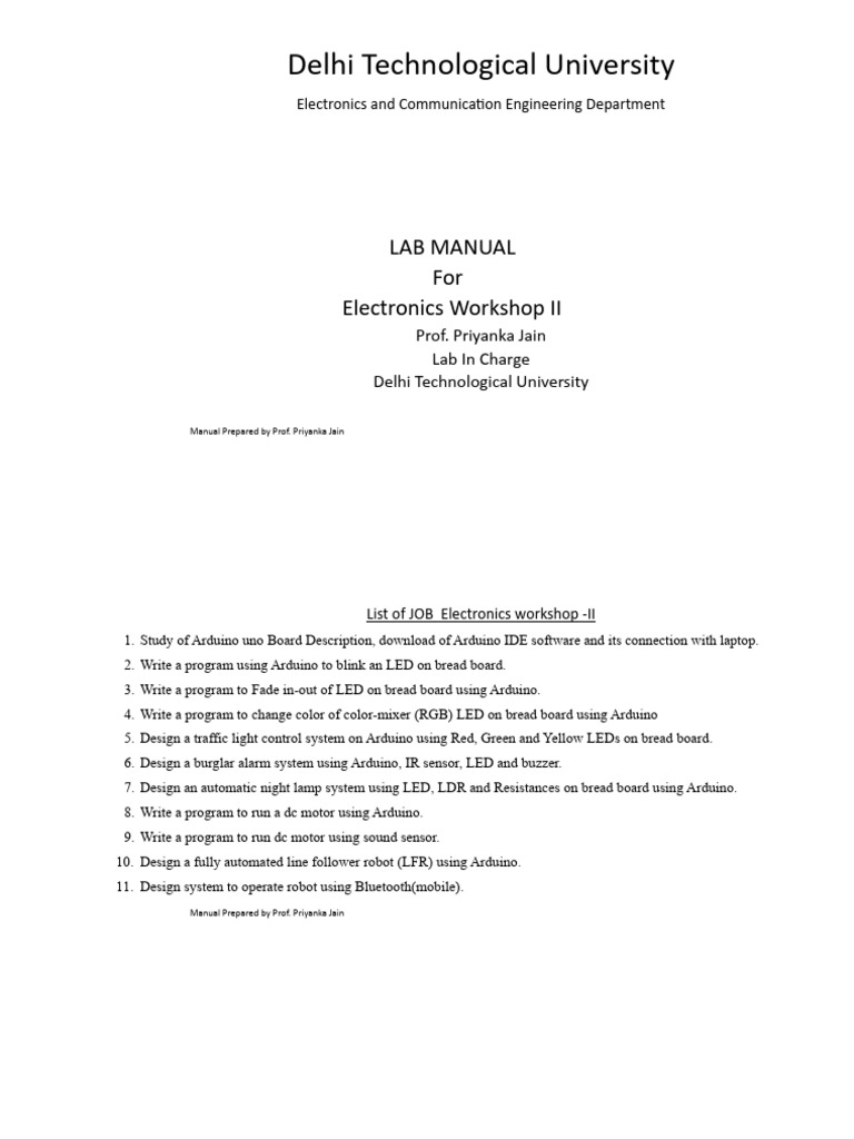 lab manual_electronic workshop II | PDF | Arduino | Microcontroller