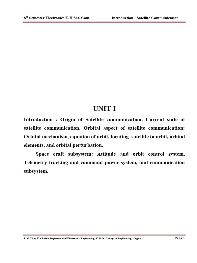 Sat Com Unit 1 - VVC-Introduction To Sat Com - 1 | PDF | Satellite ...