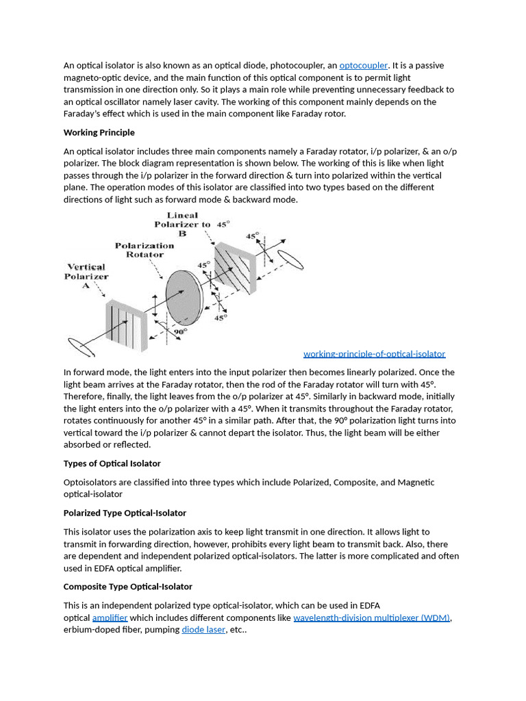 An optical isolator is also known as an optical diode | PDF | Wavelength Division Multiplexing ...