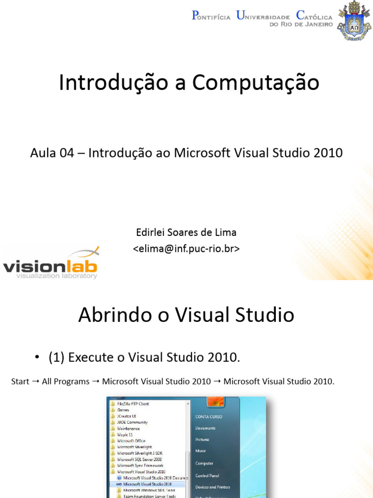 IntroProg Aula 04 Introducao Visual Studio 2012 | PDF | Informática ...
