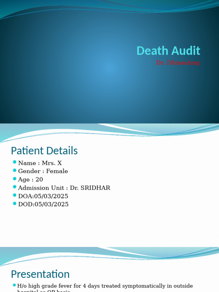 Death Audit: Dr. Dhineshraj | PDF
