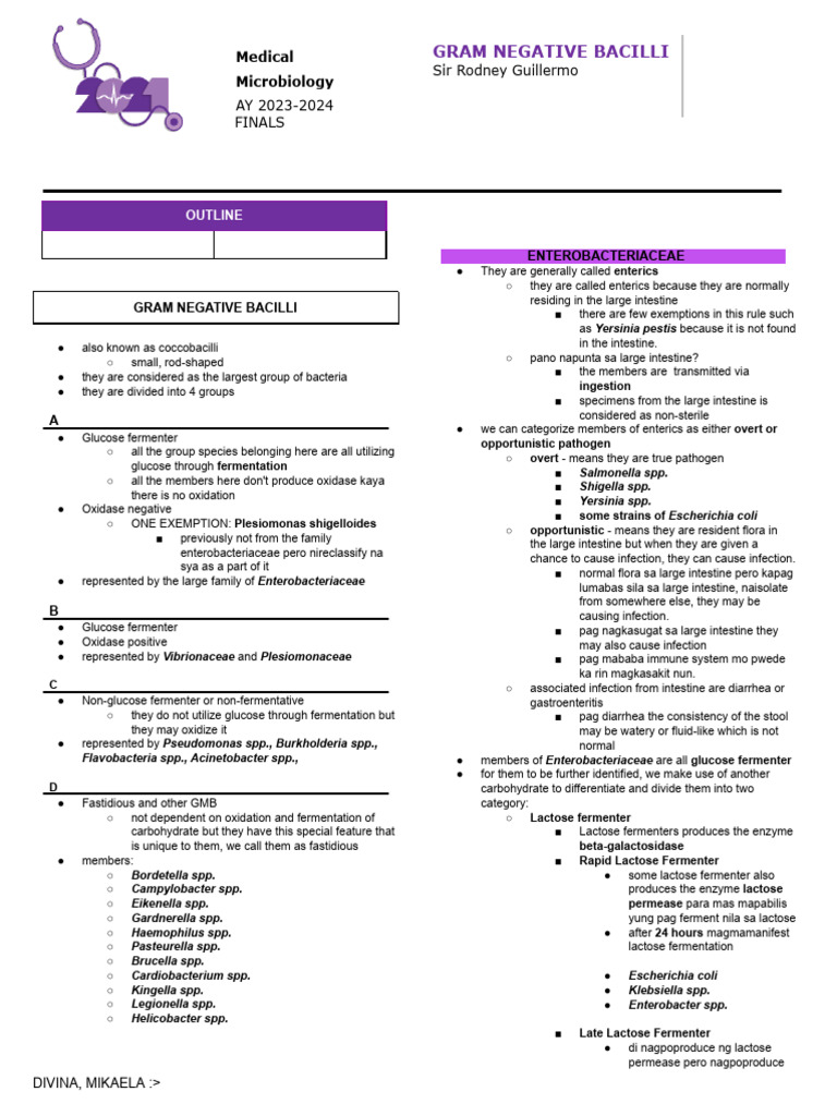 FINALS BACTE | PDF | Escherichia Coli | Lipopolysaccharide
