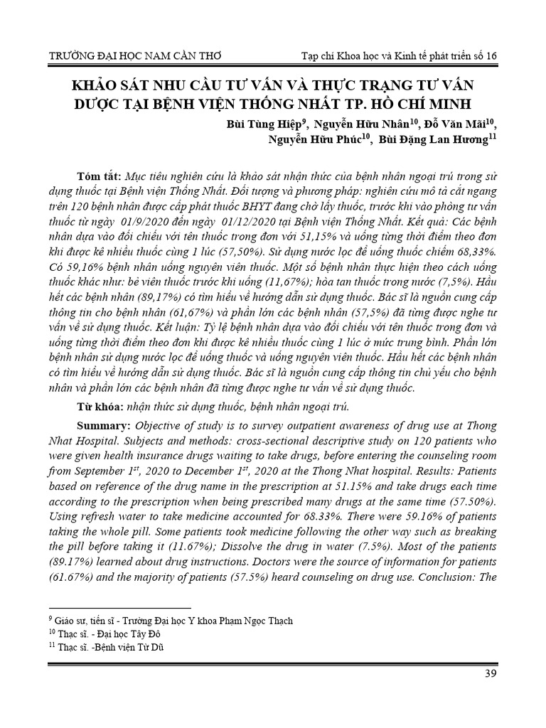 N Và Th CTR N CT IB Nh Vi NTH Ng Nh T Tp. H Chí Minh: Khảo Sát Nhu Cầu Tư Vấ Ự Ạng Tư Vấ DƯỢ Ạ Ệ ...