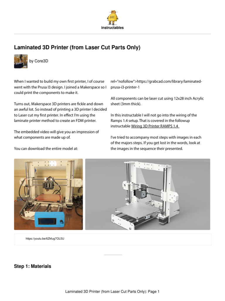 Laminated Prusa I3 From Laser Cut Parts Only | PDF | Screw | Mechanical Engineering